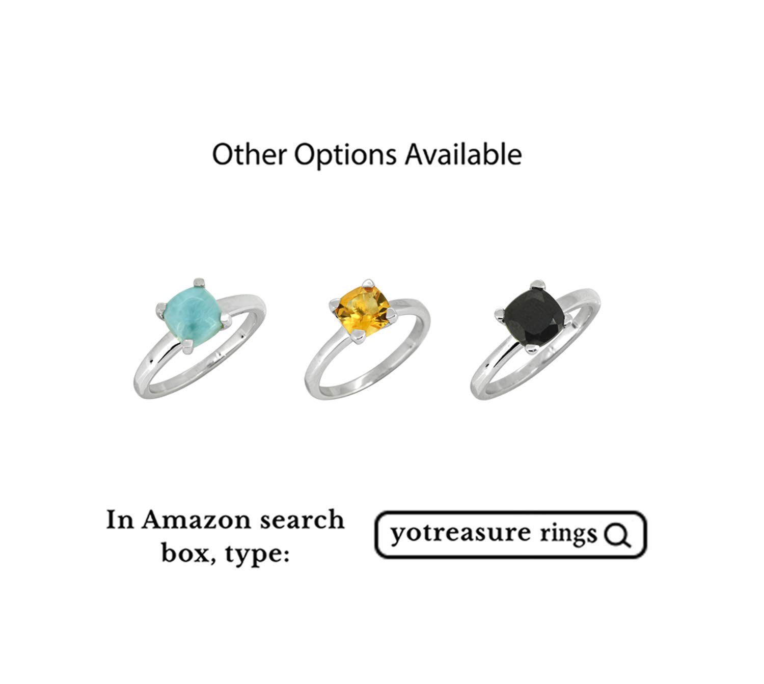 YoTreasure 1.82 ct Black Spinel Solid 925 Sterling Silver Solitaire Ring