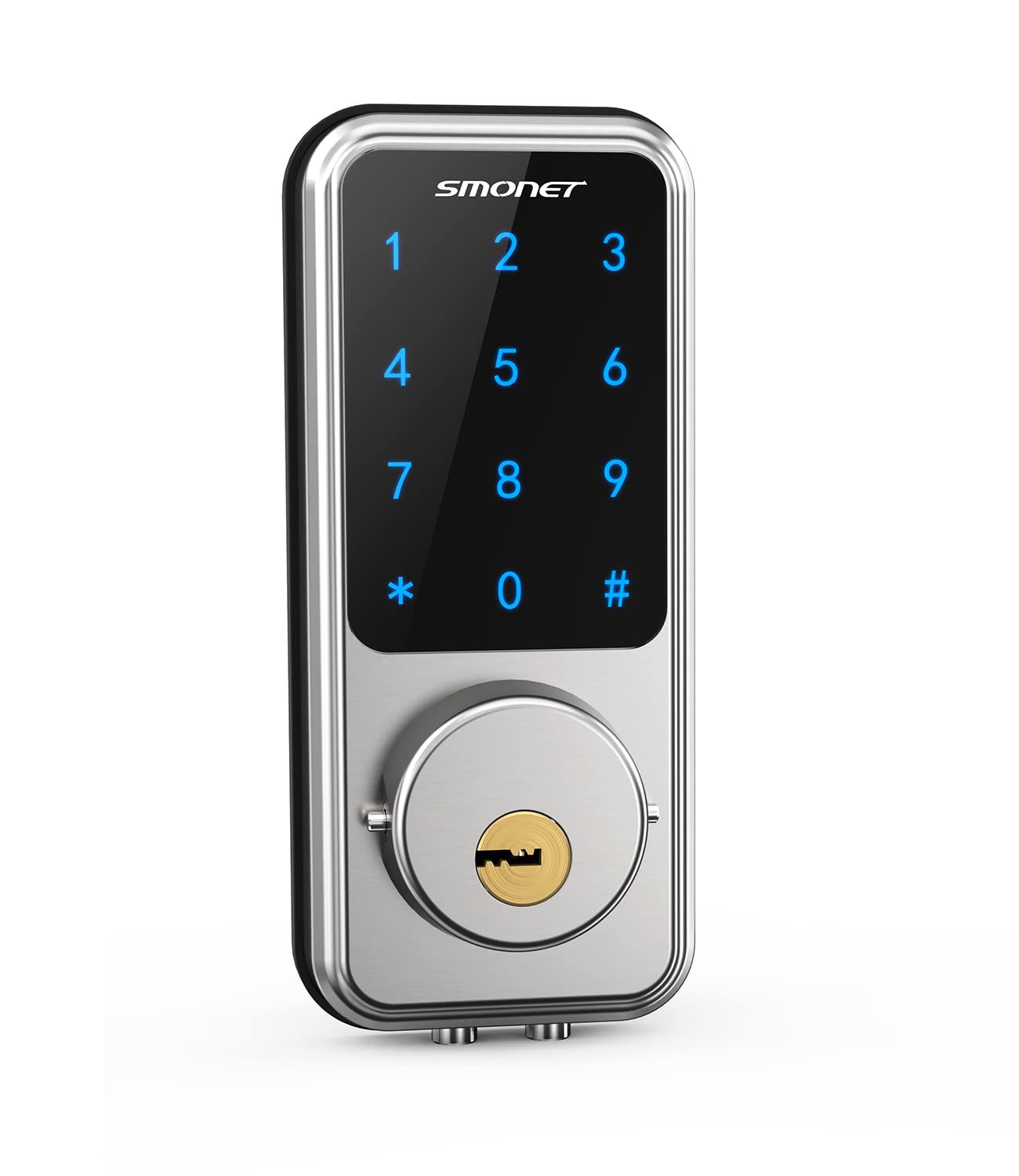Smart Lock, SMONET Touchscreen Keypad Deadbolt, Keyless Door Entry for Exterior Door, Passcode Code Front Door Lock, WiFi Door Lock Compatible with Alexa, Bluetooth Deadbolt Lock for Home Office
