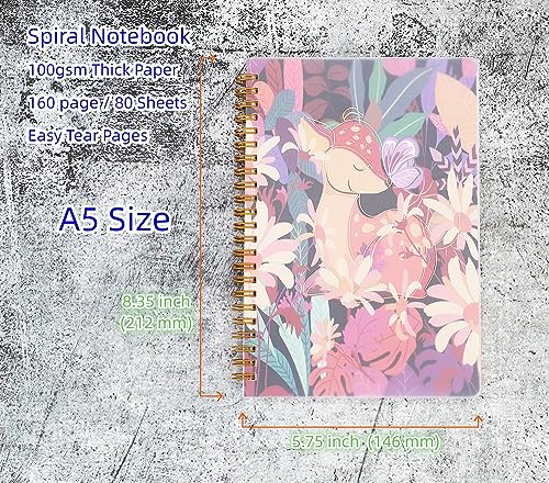 Zegrox Medium 5.75"x 8.35" Notebook, Journal, 6 Pcs Aesthetic Cute Abstract Notebook with Pockets, Flexible Cover, College Ruled Paper, 160 page Easy Tear Pages for Work, School Supplies