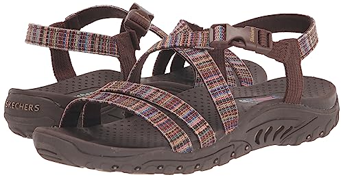Skechers Women's Reggae-Bold Ambition Sport Sandal, Chocolate Multi, 7.5