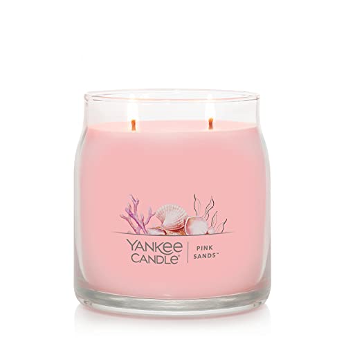 Yankee Candle Pink Sands Scented, Signature 13oz Medium Jar 2-Wick Candle, Over 35 Hours of Burn Time