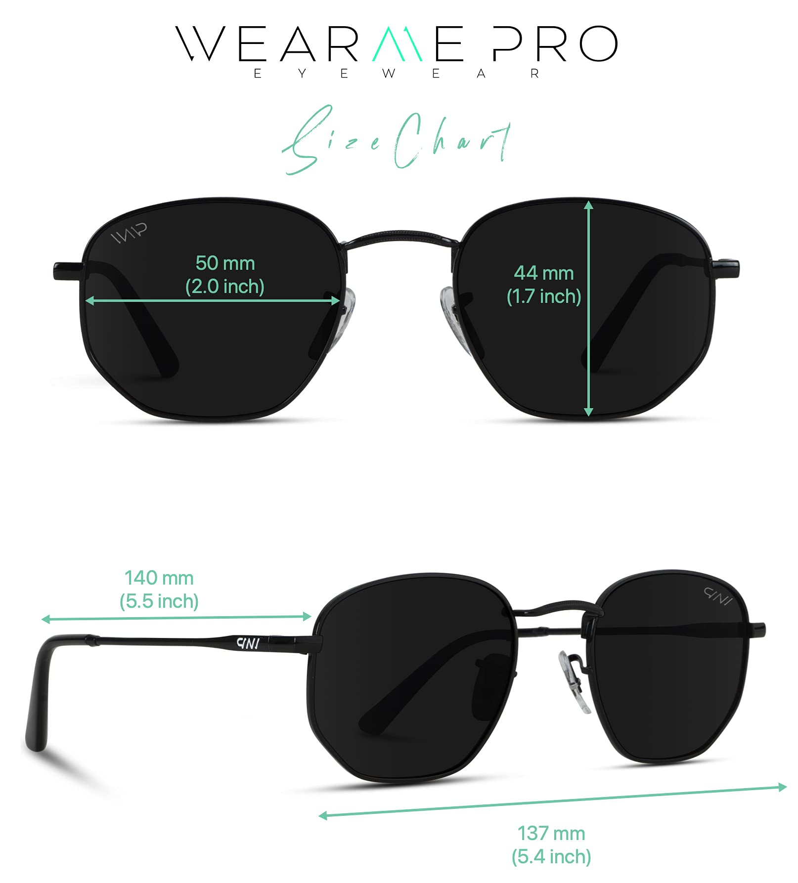 WearMe Pro Polarized Rounded Hexagon Retro Sunglasses (Gold/Black Lens)