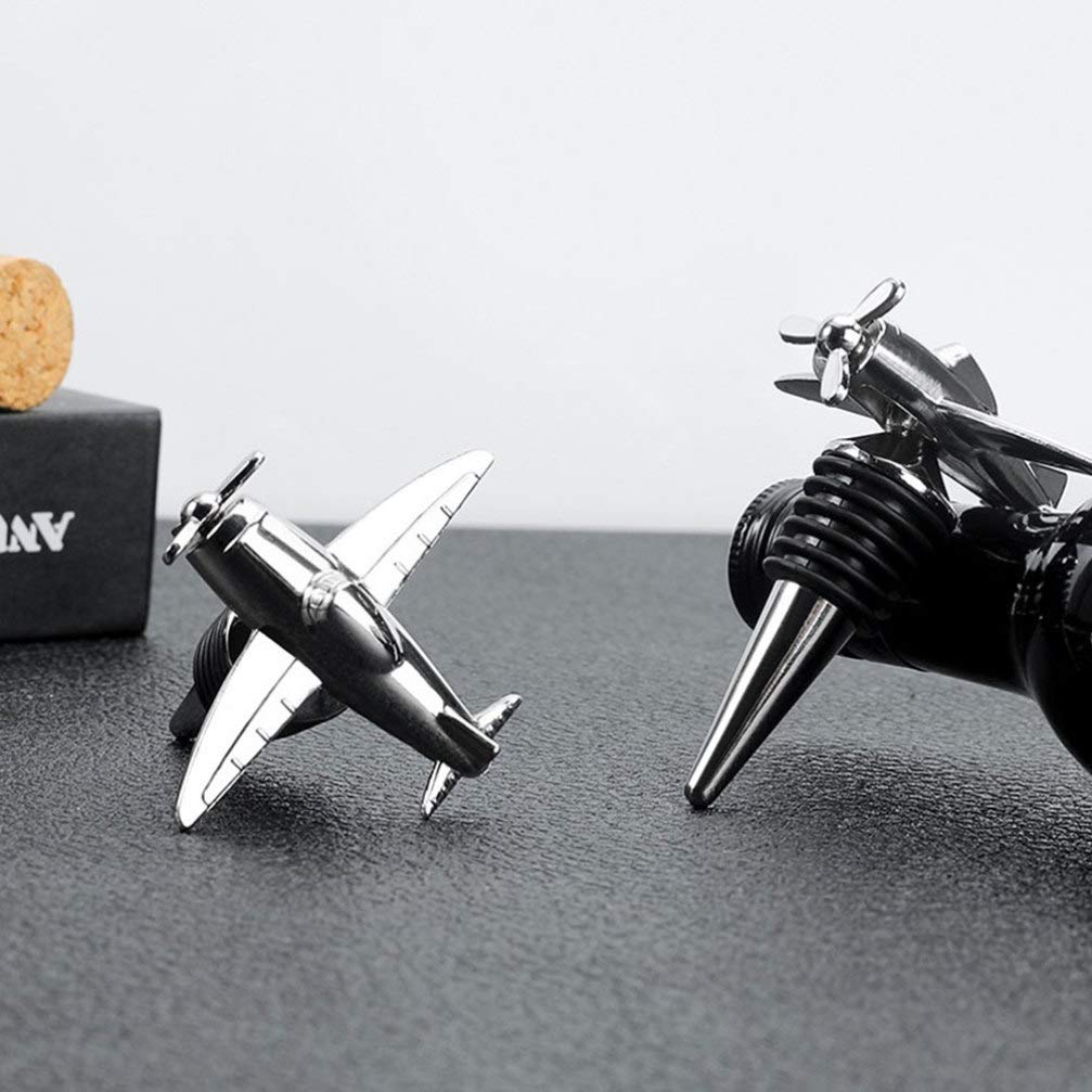 Zerodeko 4PCS Zinc Alloy Wine Bottle Stoppers, Wine Bottle Stopper, Wine Champagne Preservation Plug, Aircraft Style Beer Wine Spout Saver Beverage Bottle Seal