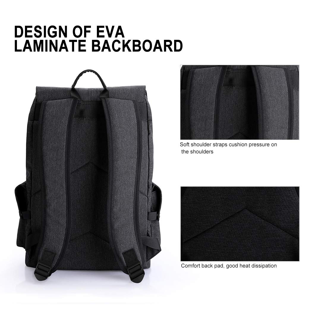 WindTook leisure backpack for Women College Book Bag Travel Work Daypack Laptop Computer Bag with USB Charging Port Suits 15 Inch Notebook, Black