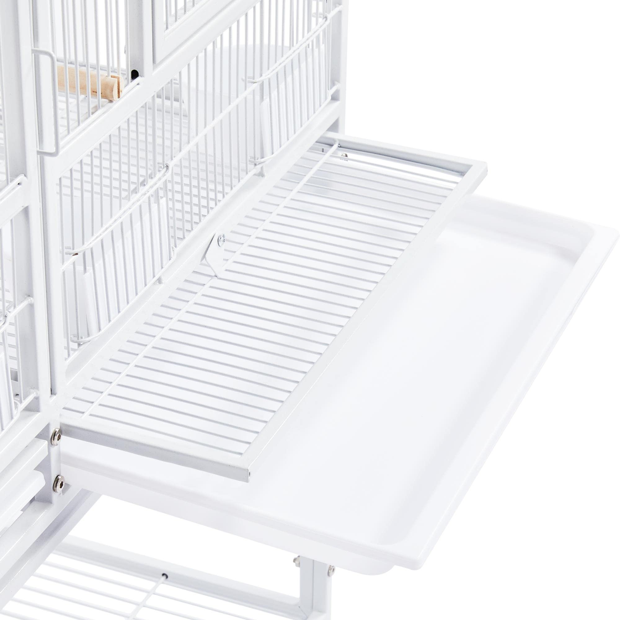 Topeakmart Divided Breeder Bird Cage for Parakeet Canary Lovebird Finch Budgie with Detachable Rolling Stand, White