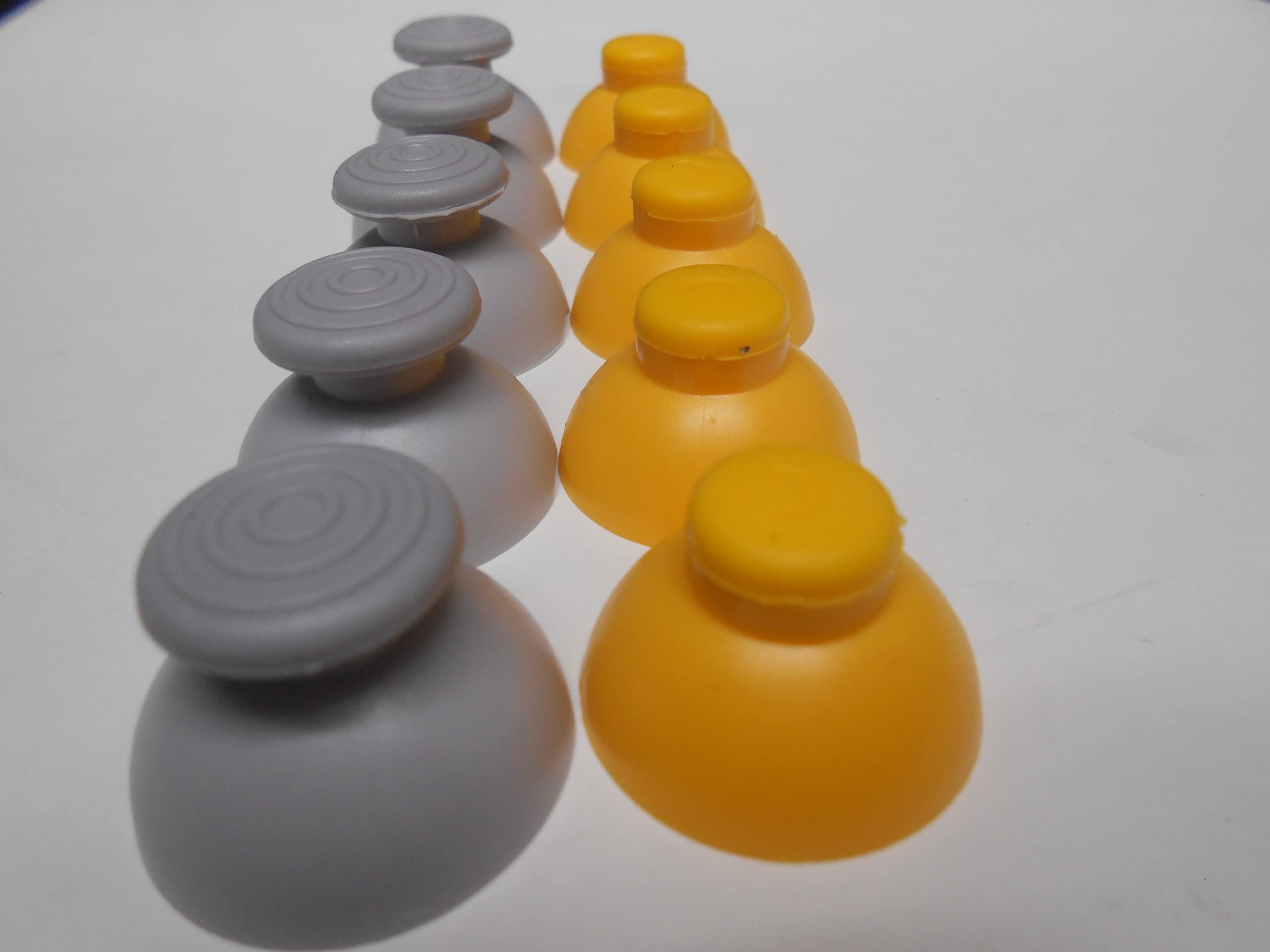 TBGS - 10 Piece Bundle Replacement Nintendo Gamecube Joystick Analog Stick Cap Covers (5 Gray Left Cap Covers + 5 Yellow Right Cap Covers)