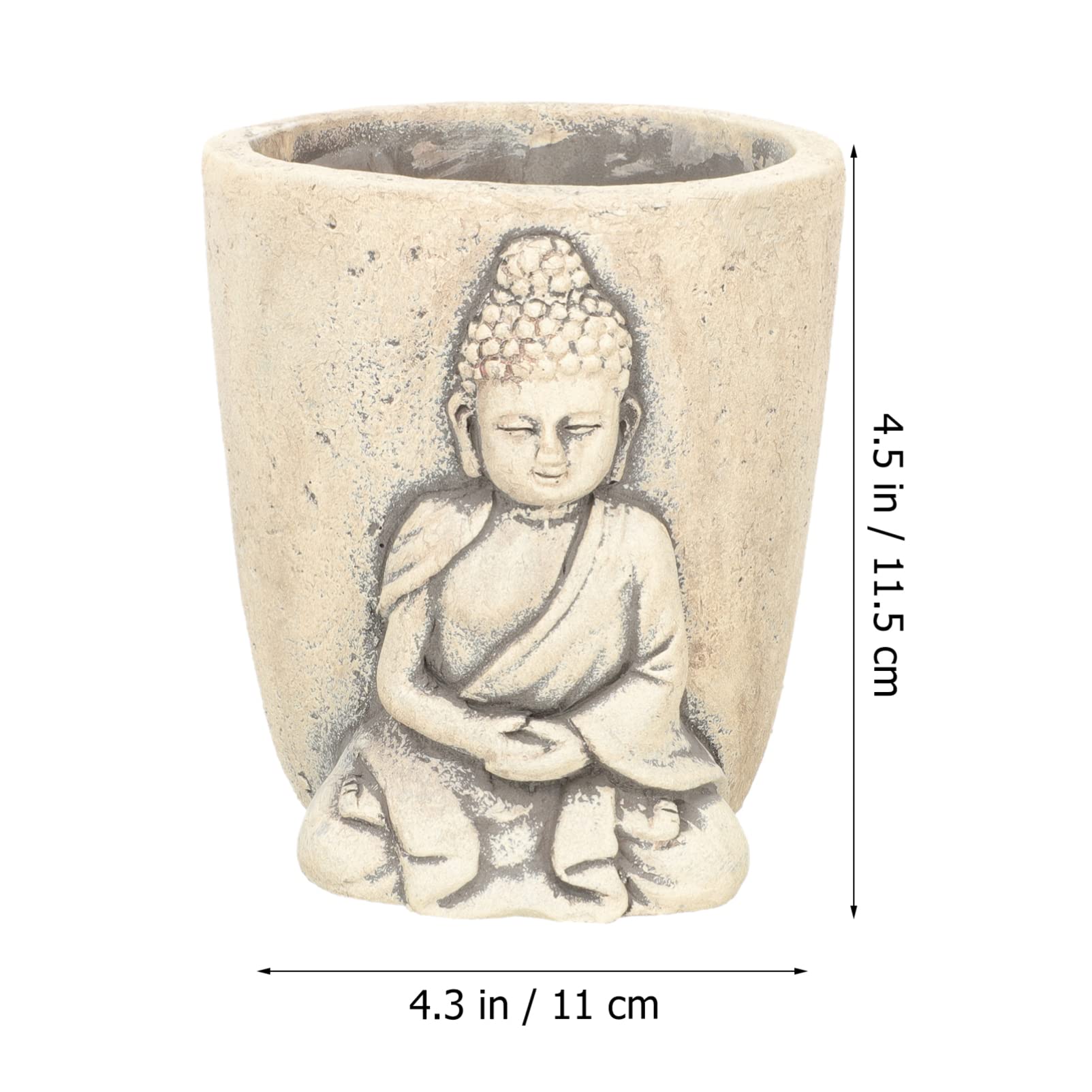 Zerodeko Buddha Head Planter Pot Cement Face Planter Zen Succulent Plant Pot Decorative Artificial Flower Vase Bonsai Holder for Indoor Outdoor Home Decoration Khaki