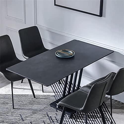 WFHTU 53" Black Sintered Stone Dining Table with Carbon Steel Lifting Shelf Adjustable Height