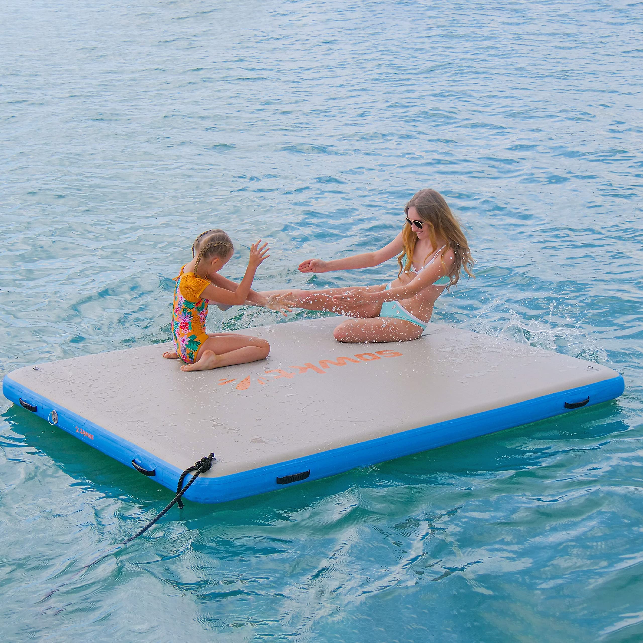 SOWKT Inflatable Floating Dock for Lakes - (6' x 8’) Large Floating Platform Lake Mat - Portable Inflatable Island - Inflatable Deck Floating Pad for Boats