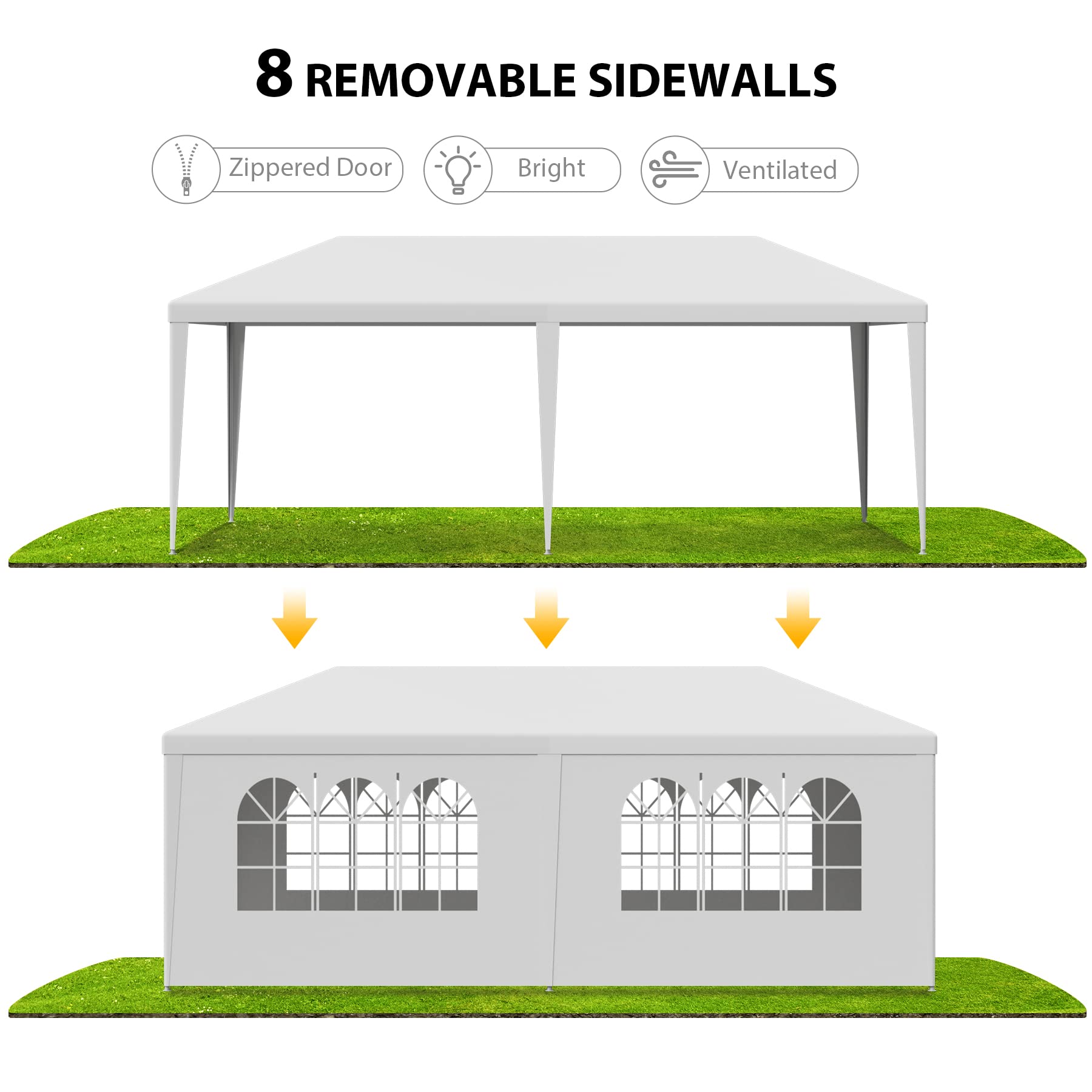 Smartxchoices 10' x 20' Outdoor White Waterproof Gazebo Canopy Tent with Removable Sidewalls Windows Heavy Duty Tent for Party Wedding Events Beach BBQ…