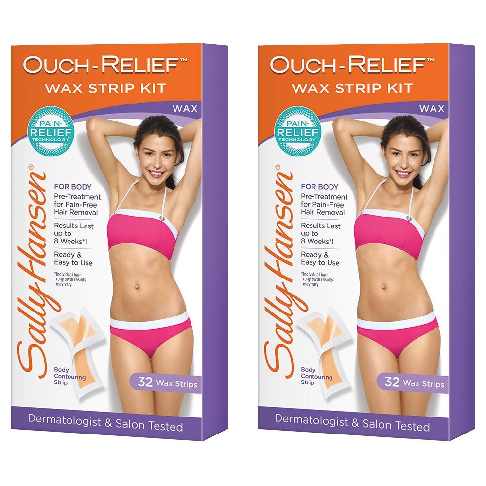 Sally Hansen Quick and Easy Hair Remover Wax Strip Kit For Under Arms Legs and Body Women, 32 Count (Pack of 2)