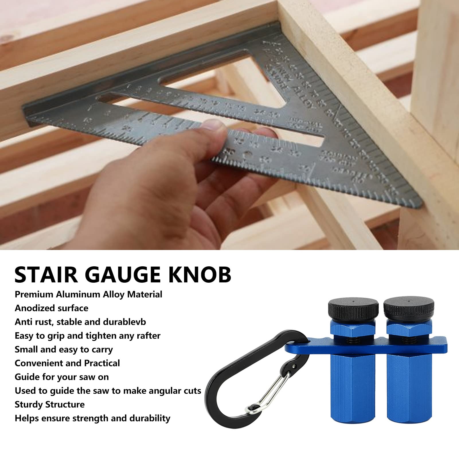 Stair Gauge Knob, Sturdy Structure Stringer Layout Tool to Prevent Slipping, Portable Carpentry Stair Gauge for Framing Square