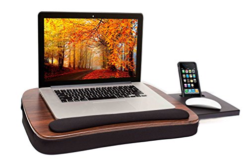 Sofia + Sam Multi Tasking Lap Desk with Memory Foam Cushion | Wrist Rest Cushion | Fits Laptops Up to 15" | Tablets Up to 9.6" | Smart Phones Up to 3.5" | Brown | Wood Top | Computer Lap Tray