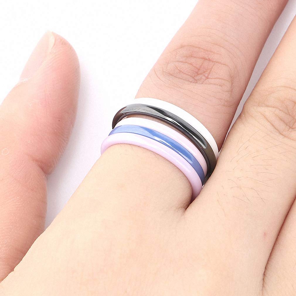Womens Mens Ring Hot 2mm Light Pink Black White Blue Purple Beautiful Smooth Ceramic Ring for Women Modern Wedding Russian Ring Jewelry