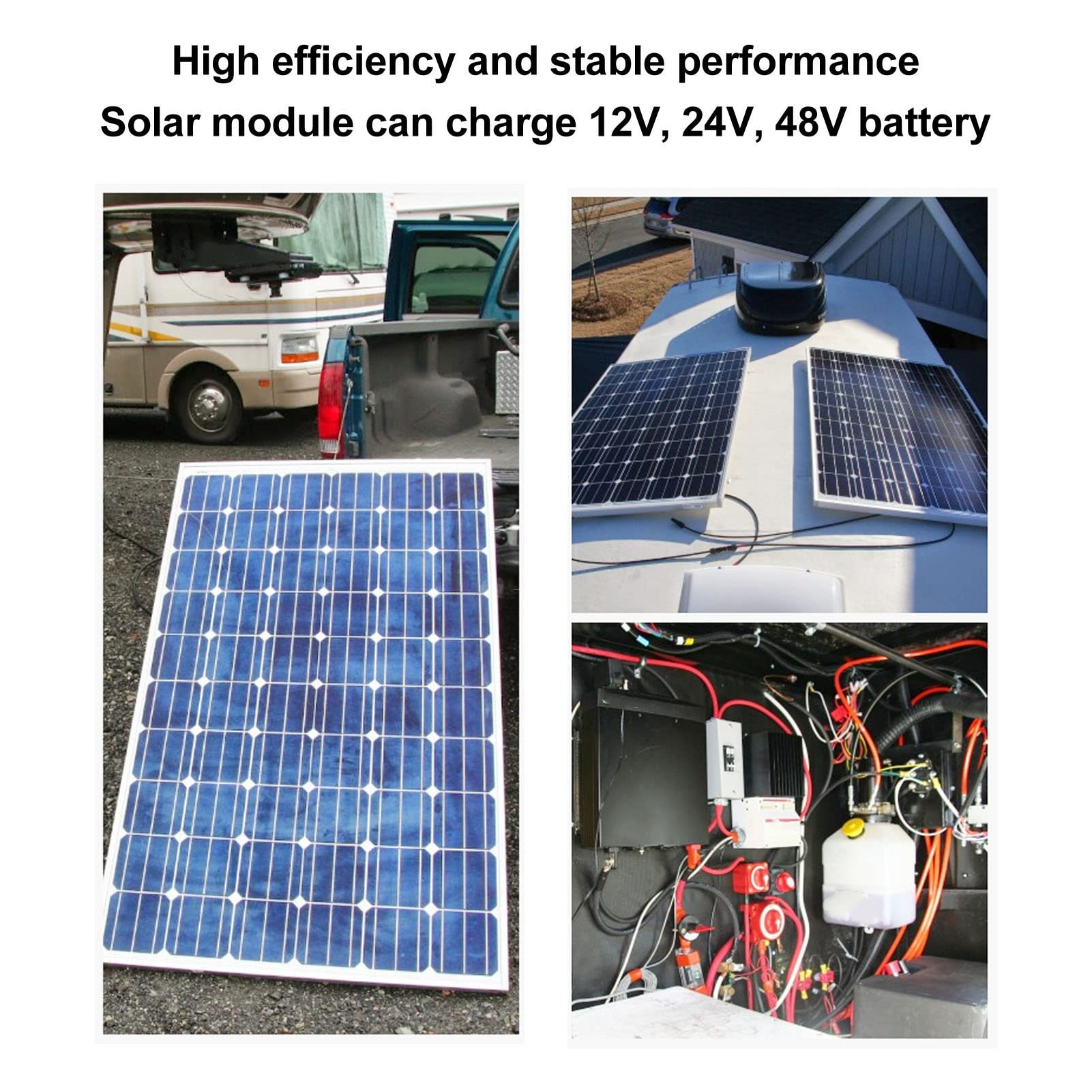 RV Solar Panel Kit, 3 Meters Charging Cable Mono Solar Battery Portable Firm Brackets High Efficiency for Outdoor Camera Monitoring (10W Square)