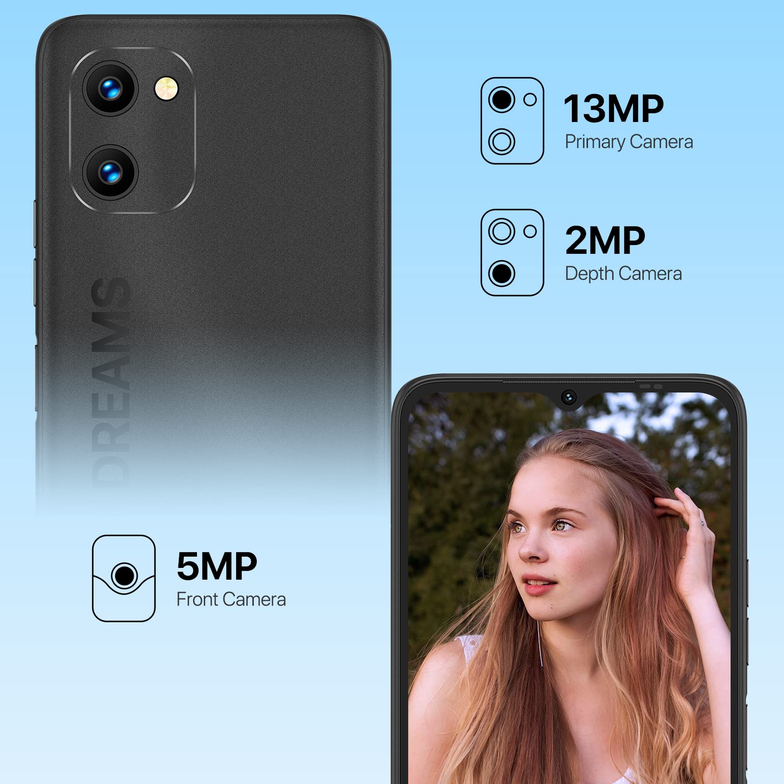 UMIDIGI C1 Unlocked Smartphone,Android 12 GO 3GB+32GB 256GB Expandable Cell Phone 5150mAh Battery with 6.52" Full Screen T-Mobile Smartphone 13MP Camera Mobile Phone
