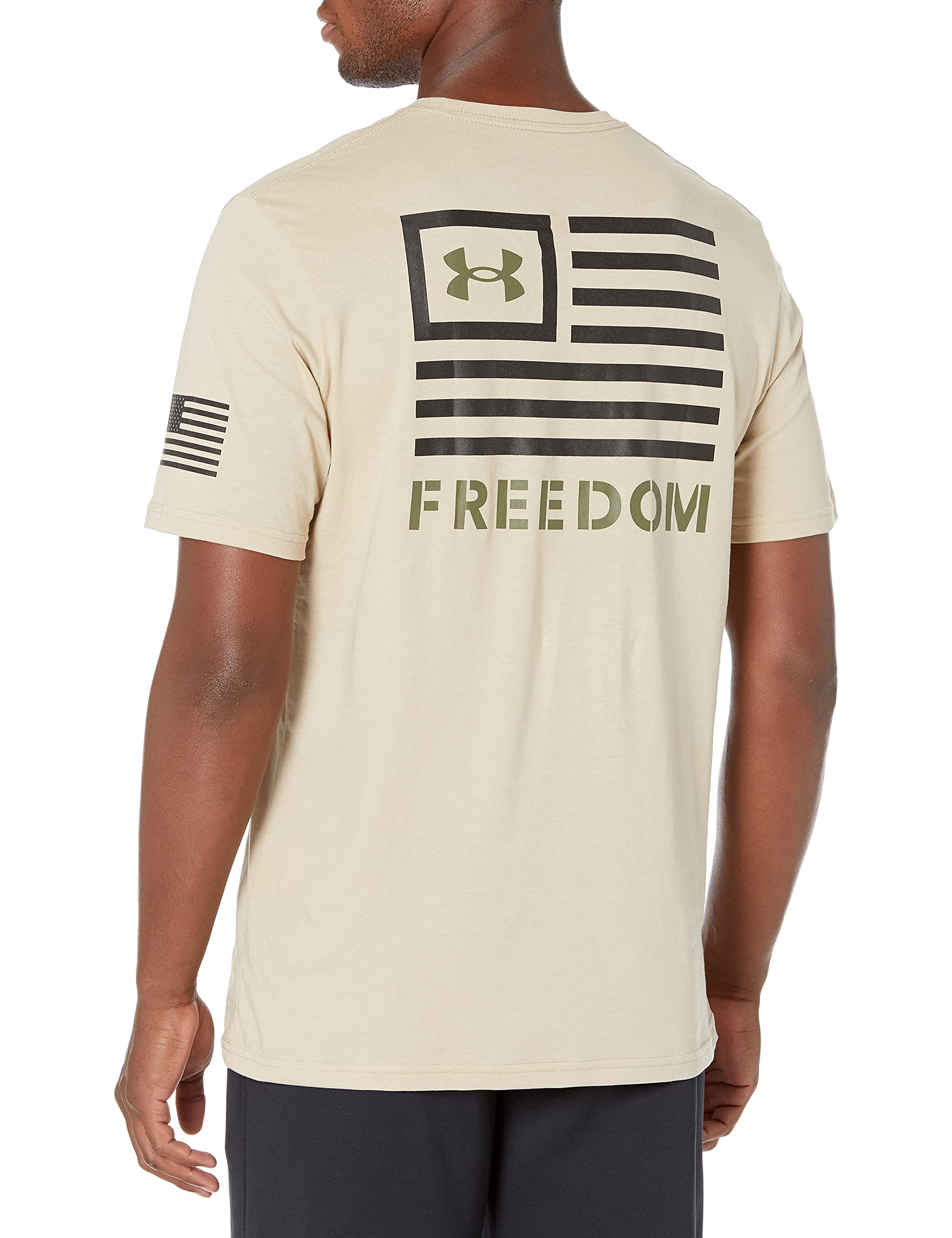 Under Armour Men's New Freedom Banner T-Shirt, Desert Sand (290)/Black, Large