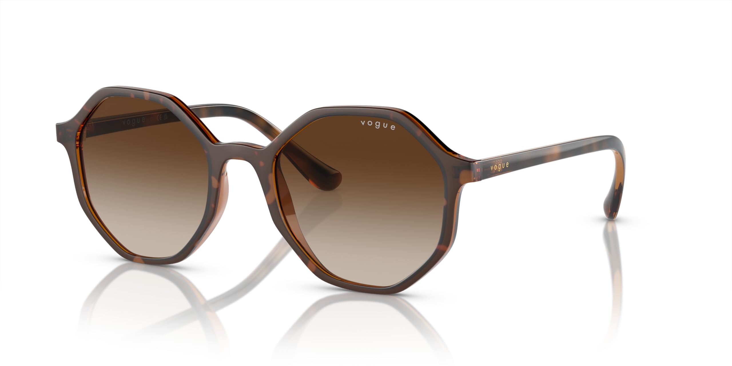 Vogue Eyewear Woman Sunglasses Top Havana/ Brown Transparent Frame, Brown Gradient Lenses, 52MM