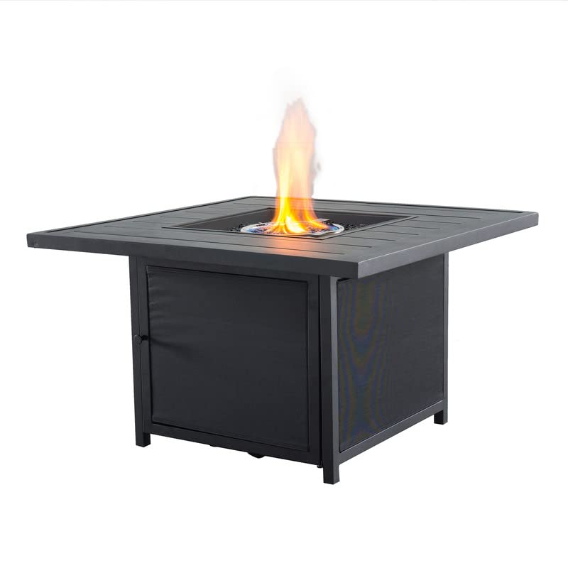 Ultimate Outdoor Elegance: 42" Square Aluminum Firepit Table - Weather-Resistant, Durable, Modern Design 55,000 BTU Patio Propane Firepit Table for Outdoor Spaces