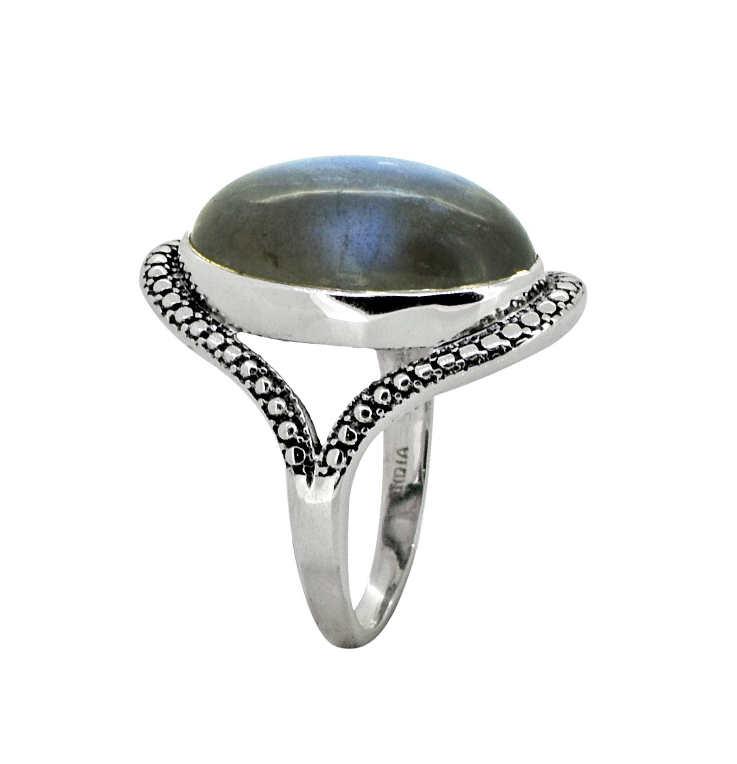 YoTreasure Labradorite Solid 925 Sterling Silver Statement Ring Jewelry