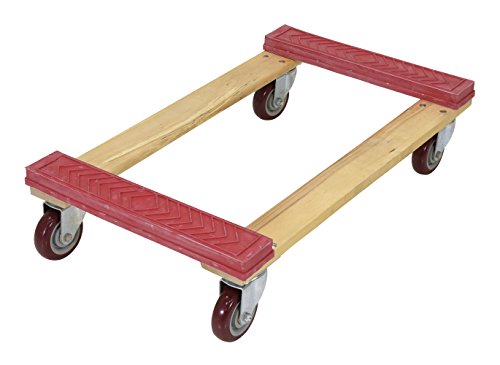 Vestil HDOR-1830-12 Rubber End Hardwood Dolly with Hard Rubber Casters, 1200 lbs Capacity, 30" Length x 18" Width x 7" Height Deck