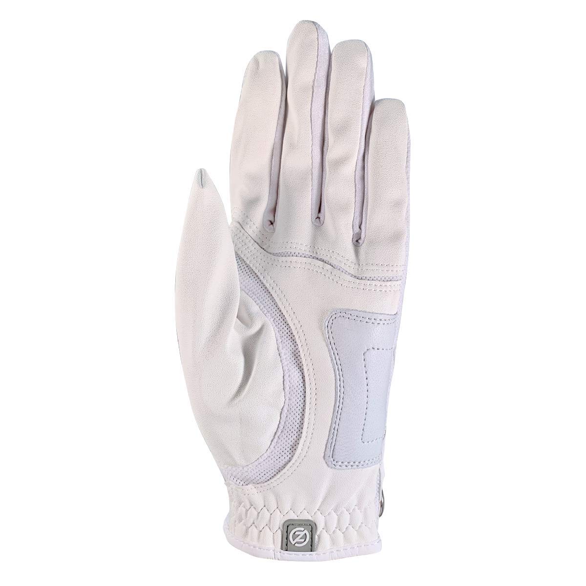 Zero Friction Ladies Compression-Fit Synthetic Golf Glove (2 Pack with free pack of tees), Universal Fit One Size, White/Pink