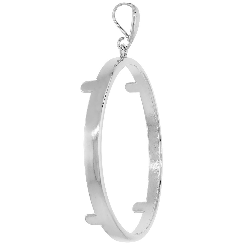 Sterling Silver Silver Eagle Bezel 41 mm Coins Prong Back Round Edge 1 oz Coin NOT Included