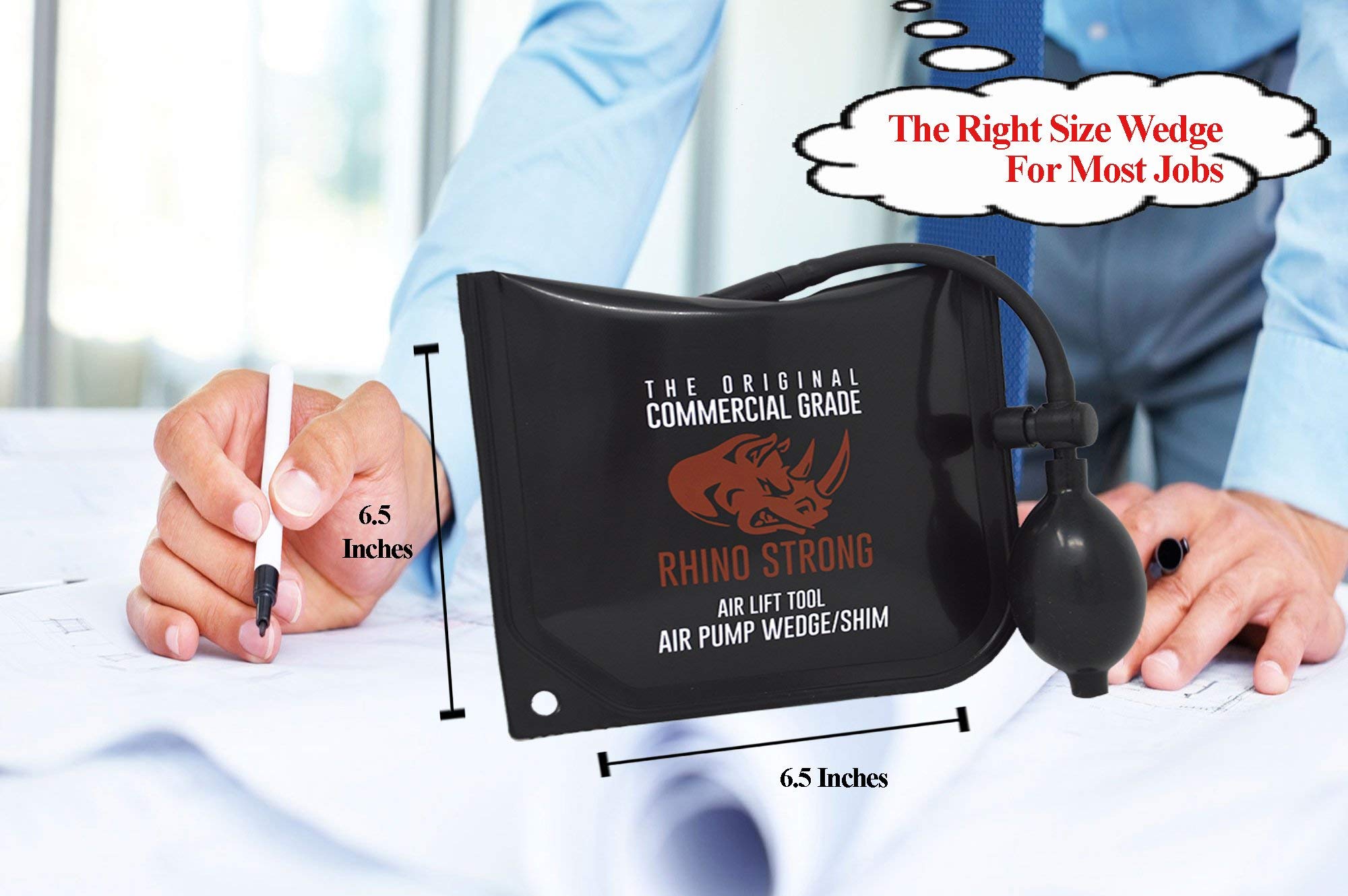Rhino Strong The Original Commercial Grade Air Wedge Bag 2.0 Pump Professional Leveling Kit & Alignment Tool Shim Bag in The Popular Medium and Large Size (2 Pack).