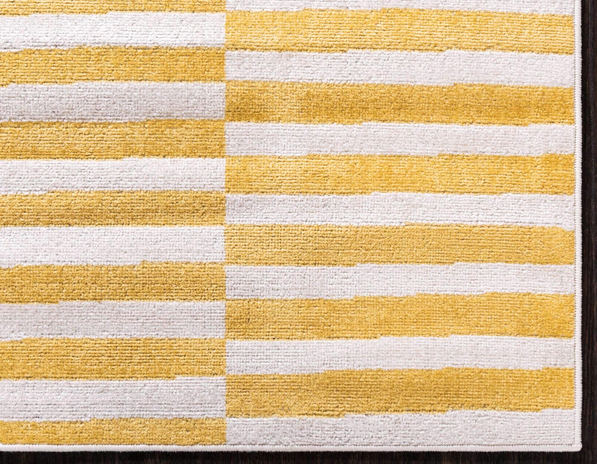 Unique Loom Williamsburg Collection Casual Transitional Thick Alternating Stripes Area Rug, 4 x 6 ft, Yellow/Beige