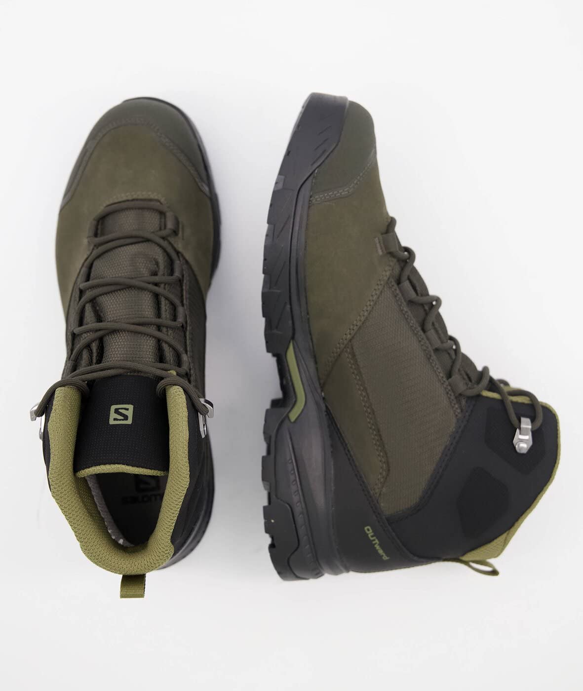 Salomon Outward Gore-TEX Hiking Boots for Men, Peat/Black/Burnt Olive, 9