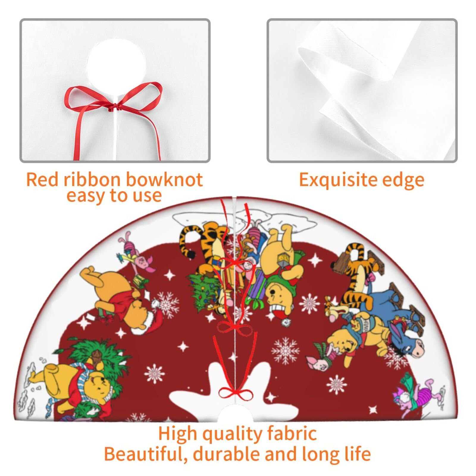 Winnie Christmas Tree Skirt,Super Soft Tree Skirt Deco,Xmas Tree Decoration Gifts.Christmas Party Decorations. (R1, 30")