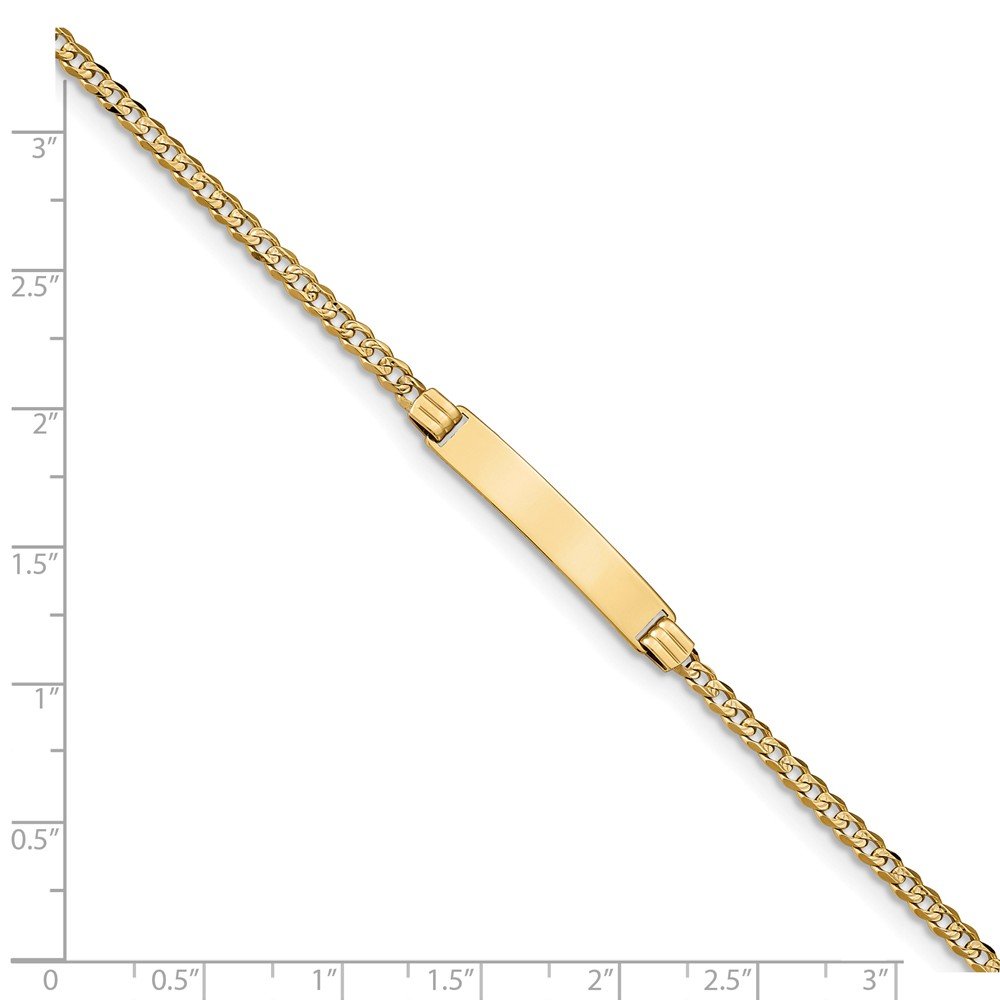 Solid 14k White and Yellow Gold Two Toned Pave Curb Cuban ID Bracelet Engravable Identification Name Bar Tag - with Secure Lobster Lock Clasp 8" (Width = 5mm)