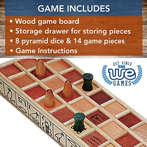 WE Games Senet Ancient Egyption Wooden Board Games, Strategy Board Game for Kids and Adults, Table Top Board Game with Built in Storage, with 10 Player Pieces, Keepsake Quality Desktop Game