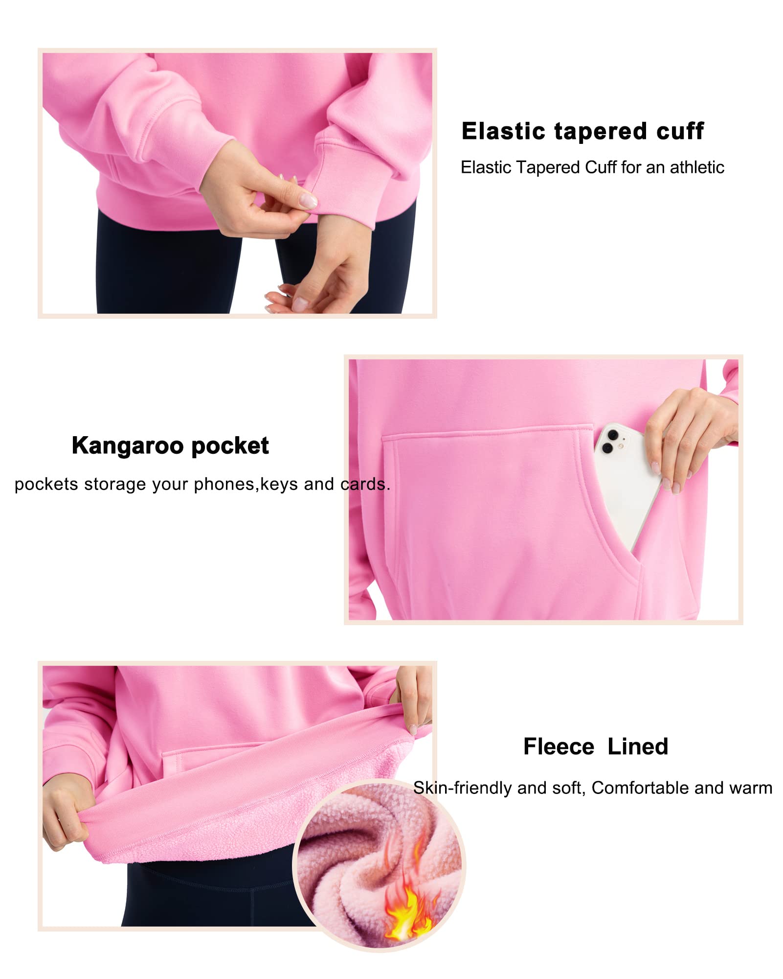 THE GYM PEOPLE Women's Oversized Hoodie Loose fit Soft Fleece Pullover Hooded Sweatshirt With Pockets Pink