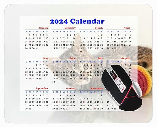 YENDOSTEEN Calendar 2024 Year Mouse Pad,Sunset Water Ocean Surf Beach Wood Mouse Pads Type 906