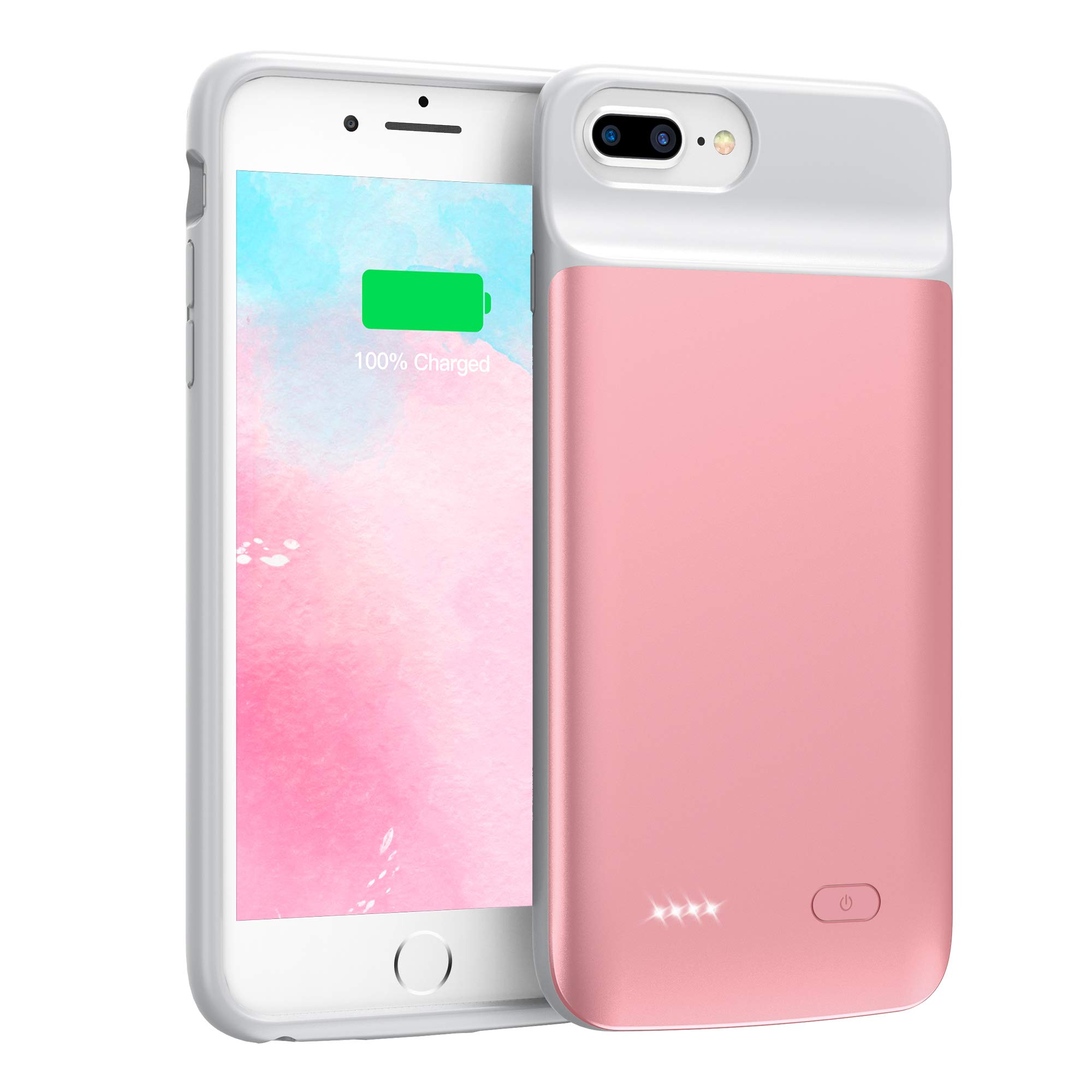 Swaller Battery Case for iPhone 8 Plus/7 Plus/6s Plus/6 Plus, 5000mAh Portable Charging Case Protective Rechargeable Charger Case for iPhone 8 Plus/7 Plus/6s Plus/6 Plus (5.5inch/Rose Gold)