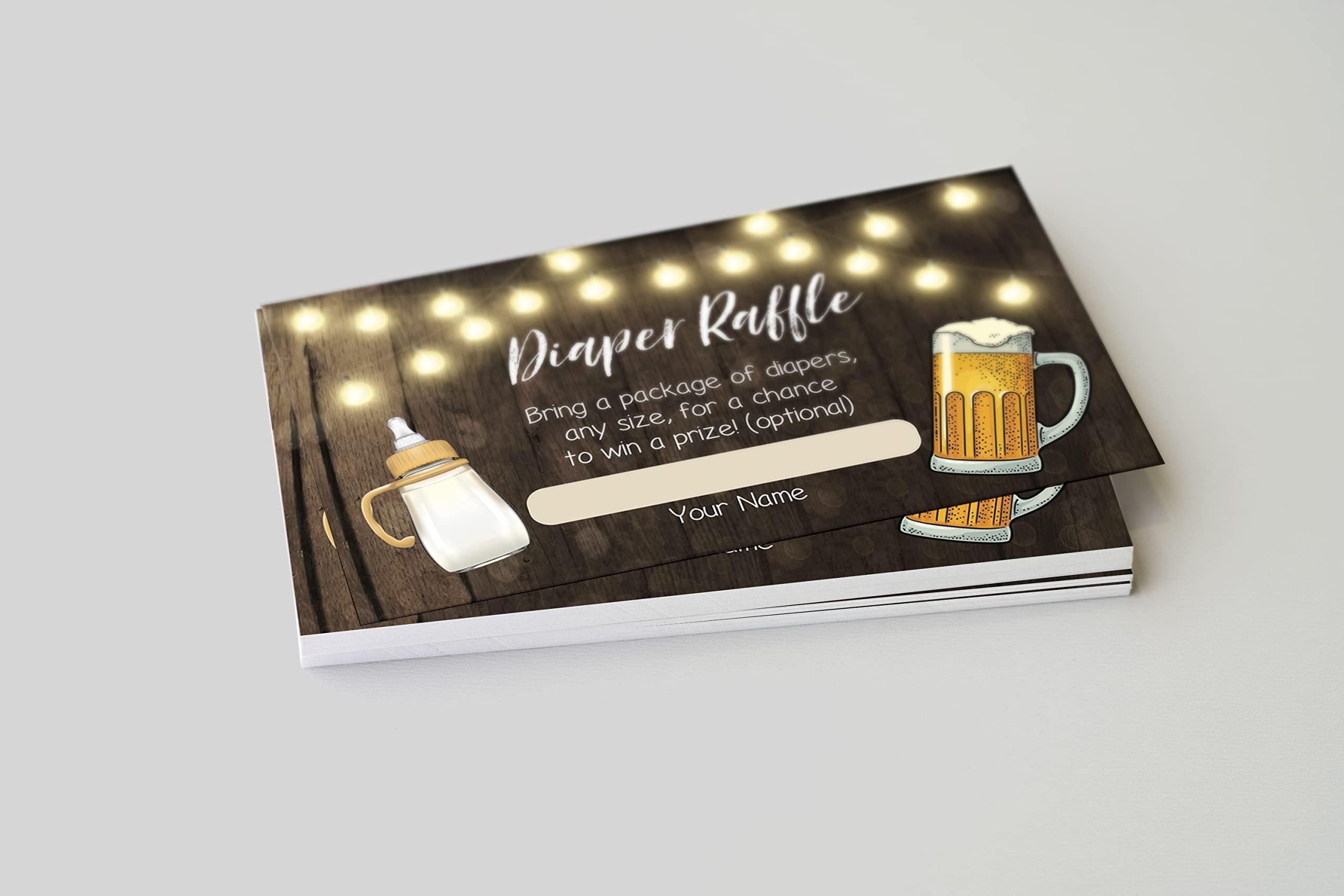 Your Main Event Prints Baby Brewing Beer Bottle Baby Shower Diaper Raffle Card, Neutral Diaper Raffle Ticket, 50 Count