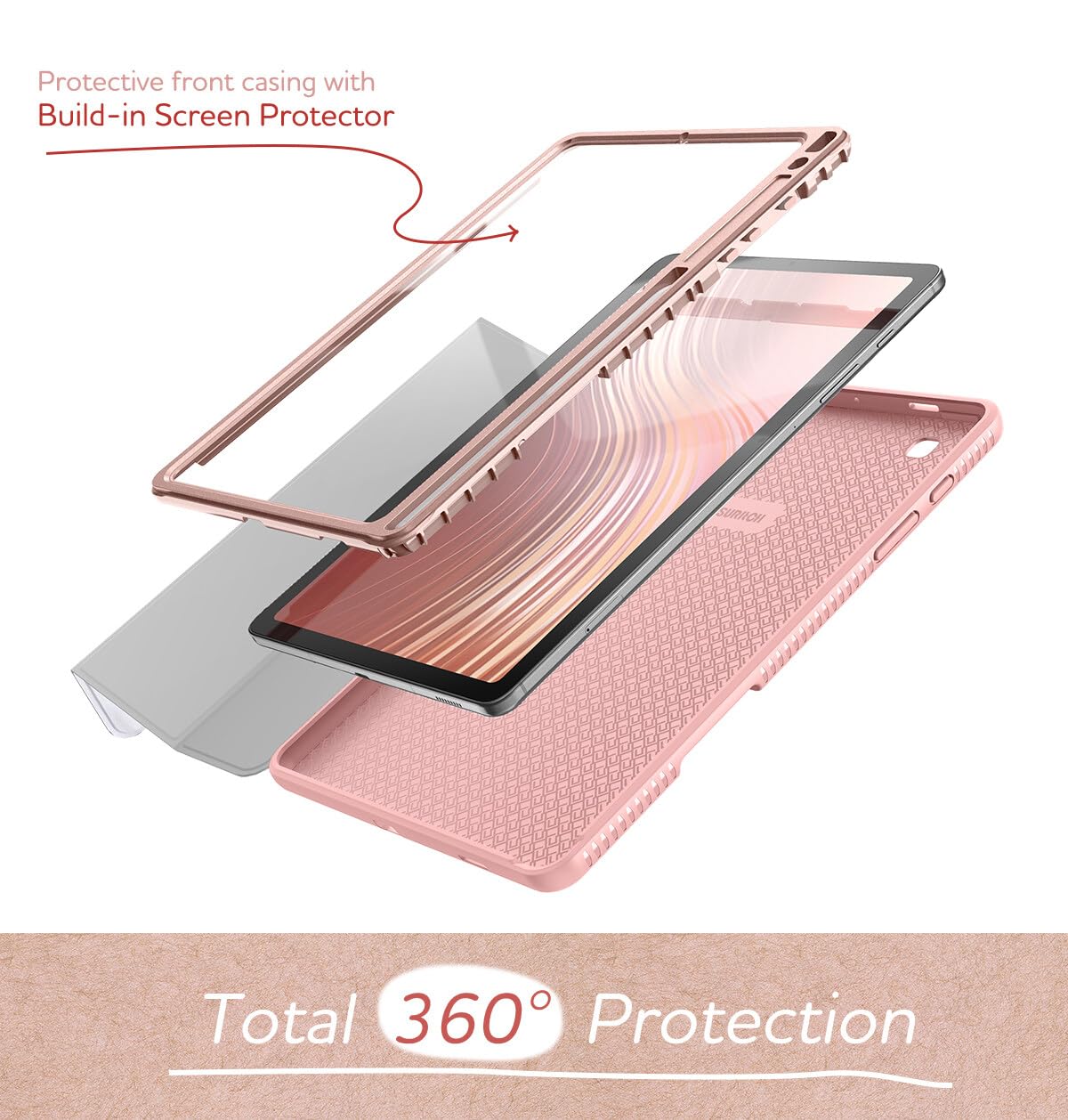 SURITCH Leather Case for Samsung Galaxy Tab S6 Lite 10.4-inch 2024/2022/2020, Built in Screen Protector Slim Fit Smart Full Body Cover with Magnetic Trifold Stand Auto Sleep/Wake, S-Pen Holder,Marble