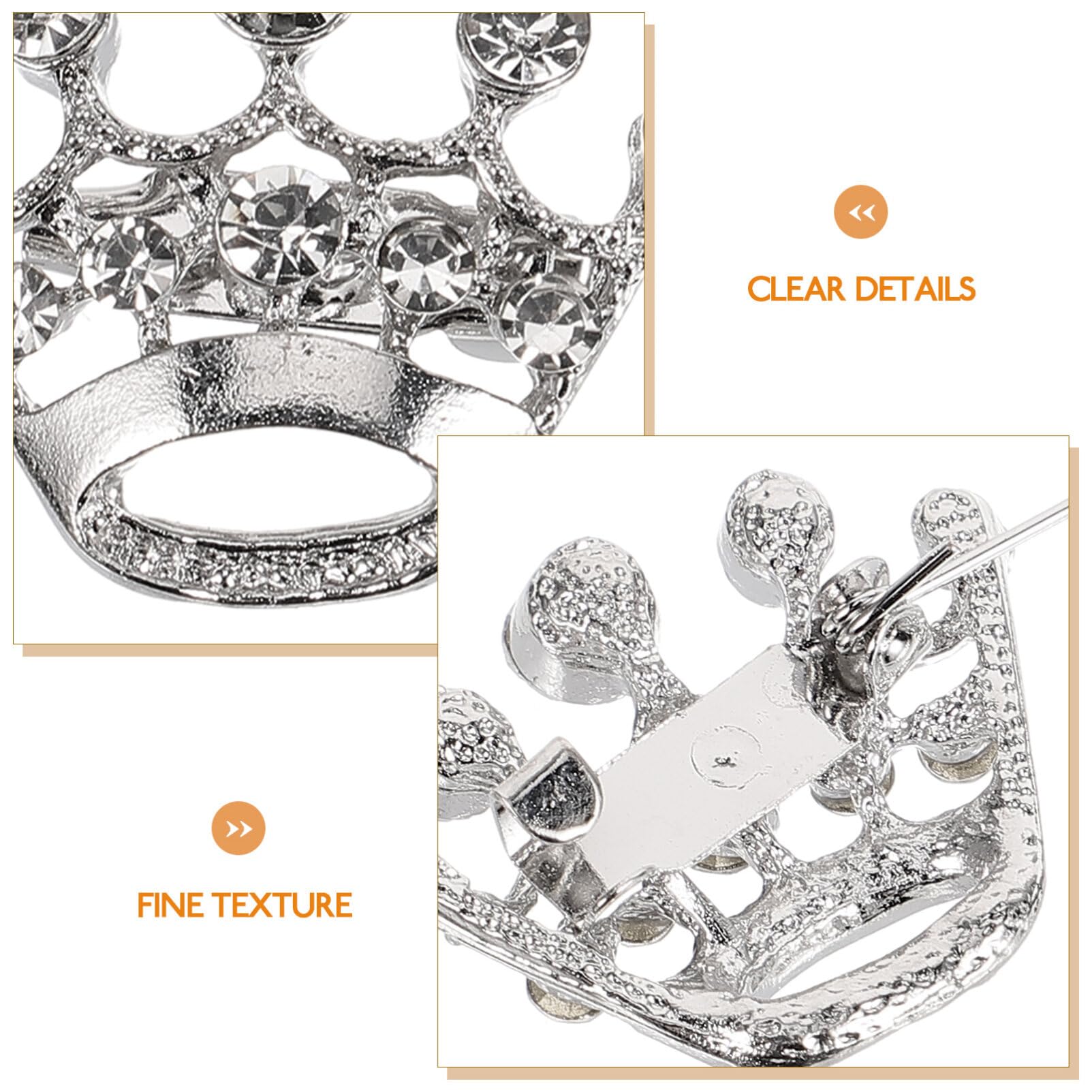 ULTNICE 12pcs Tiara Crown Brooch Pin Wedding Party Pageant Brooch (Silver)
