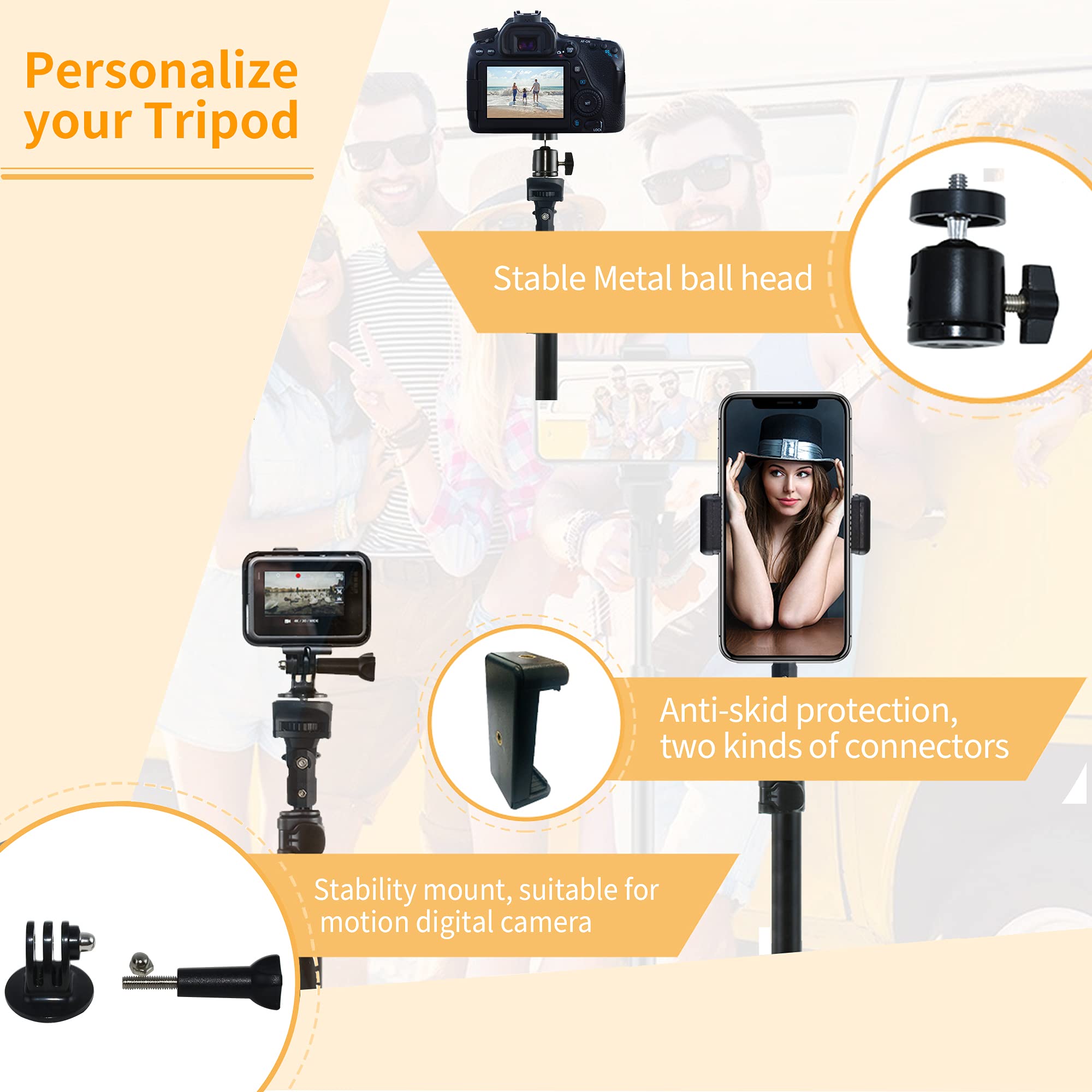 TINOSP 10" Selfie Ring Light with 61" Tripod Stand & 2 Cell Phone Holders for Zoom/Makeup, Dimmable Led Ring Light with Remote Compatible with YouTube/Live/Tiktok/Instagram, Fit for Gopro & Camera