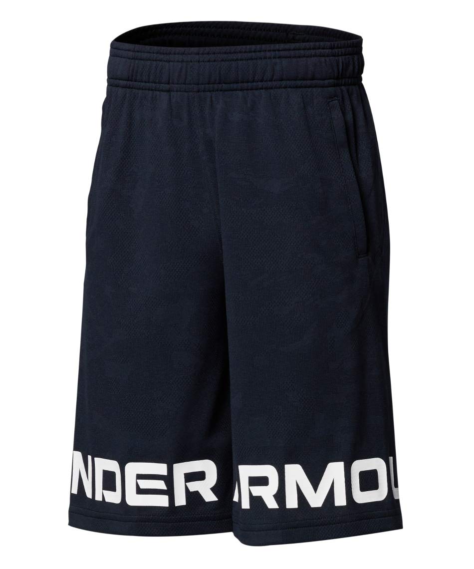 Under Armour Boys' Renegade 3.0 Jacquard Shorts , Black (001)/White , Youth Large
