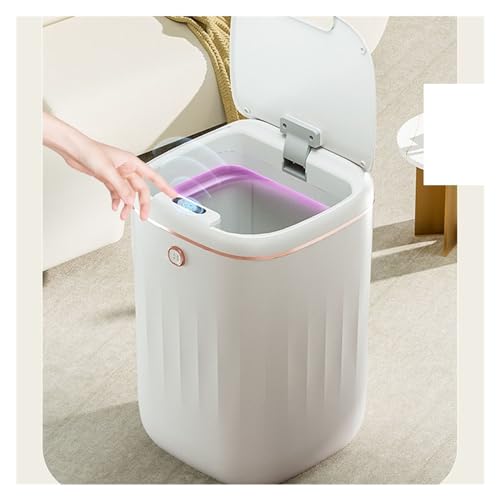 ZICANA Trash Can Garbage Bin Kitchen Bathroom Bucket Wastebasket Recycle Waste Bins Basket for Toilet Kitchen Trash cans (Size : Rechargeable Version, Color : 20L White)
