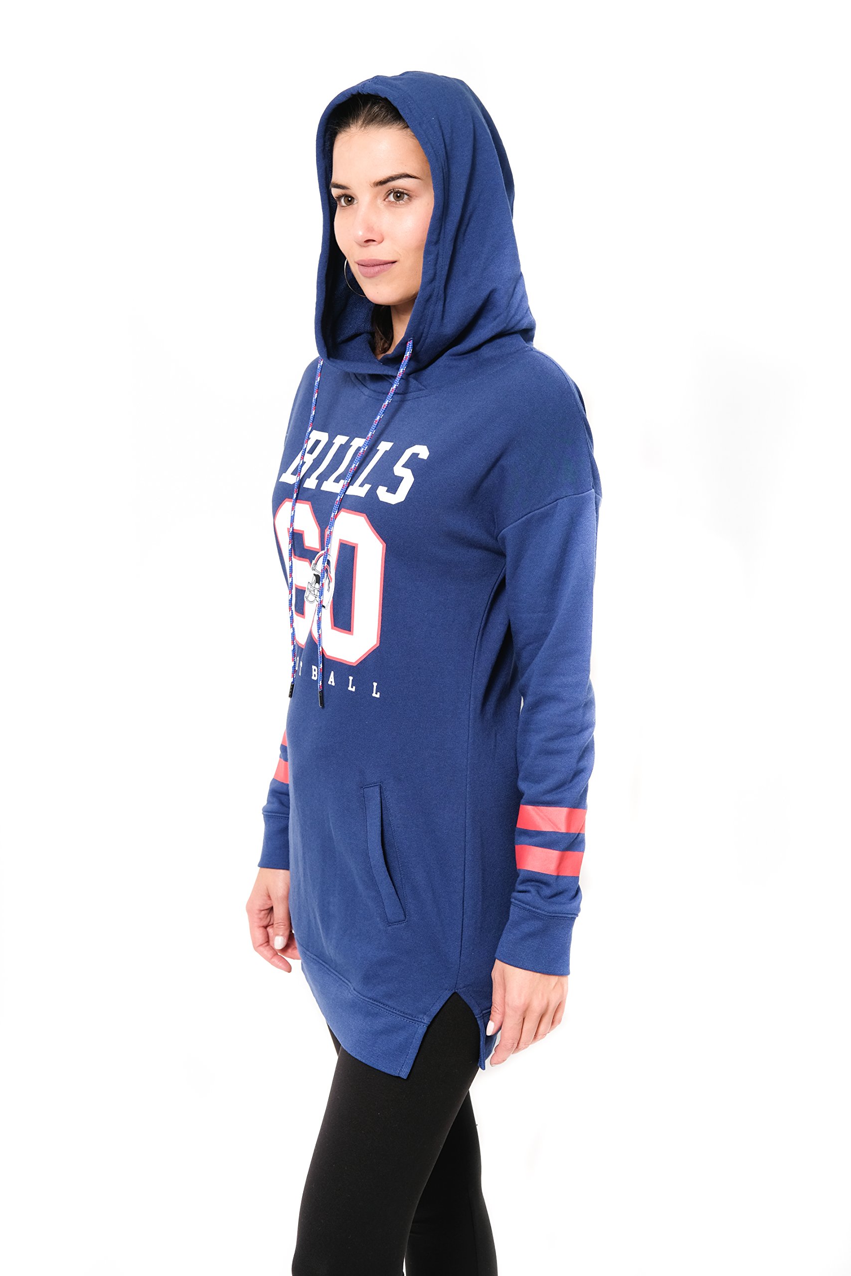 Ultra Game NFL Buffalo Bills Womenss Tunic Hoodie Pullover Sweatshirt Terry, Team Color, Medium