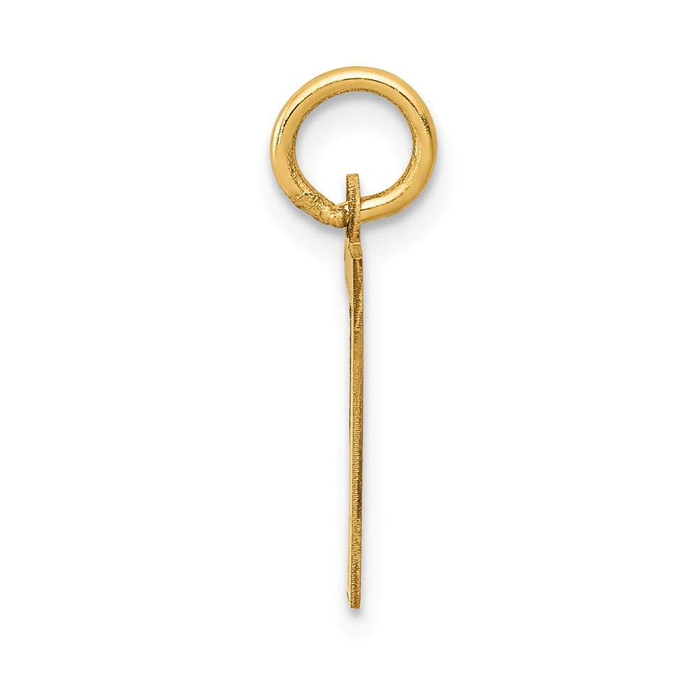 Solid 14k Yellow Gold Small Number 7 Charm Brushed Matte Finish Pendant - 18mm x 7mm
