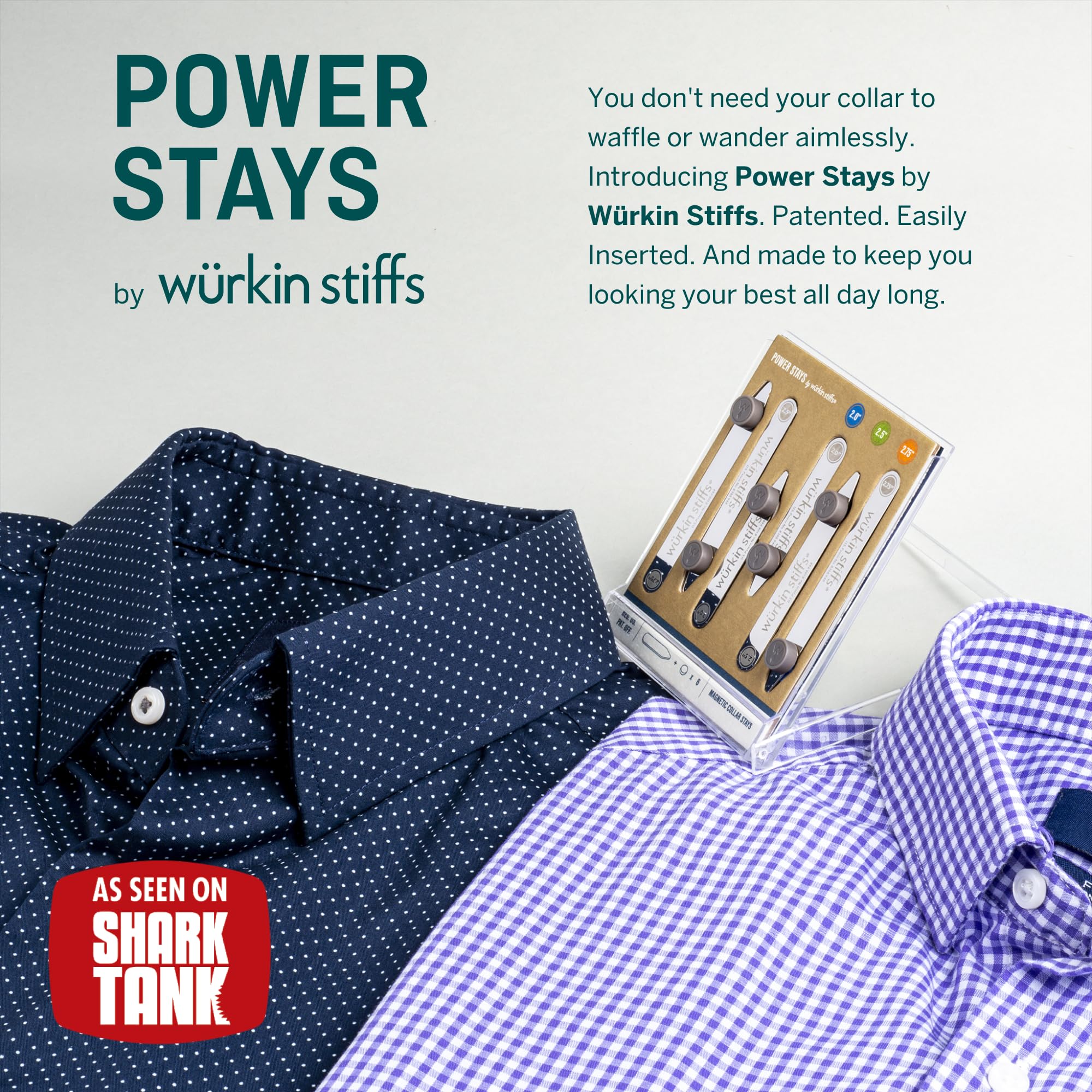 Würkin Stiffs 3-Pair Power Stays Magnetic Collar Stays 3 Pair, 3 Sizes | Includes (2) 2.0” Power Stays, (2) 2.5” Power Stays and (2) 2.75” Power Stays | Gift for Men | As Seen on Shark Tank