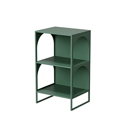 Sofa Side Table Couch Table Green Night Stand End Table with 2 Tier Storage Shelf Farmhouse Sofa Side Table for Small Spaces, Bedside Table for Living Room Bedroom, Stable Metal Frame End Table Coffe