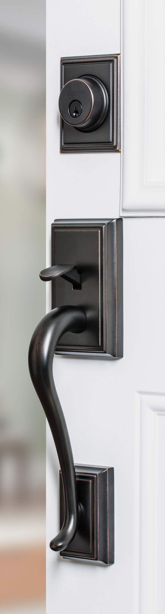 Schlage F58 ADD 622 Addison Exterior Handleset with Deadbolt, Matte Black (Exterior Half Only)