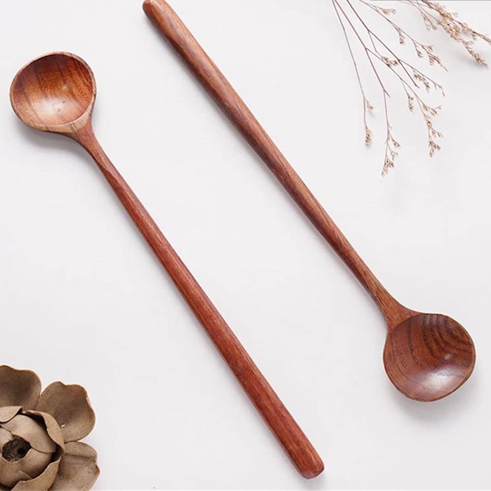 TAKESH Soup Spoon Wooden Spoon Soup Spoon and Fork Eco Friendly Products Tableware Natural Ellipse Ladle Spoon Set Spoons for Cooking