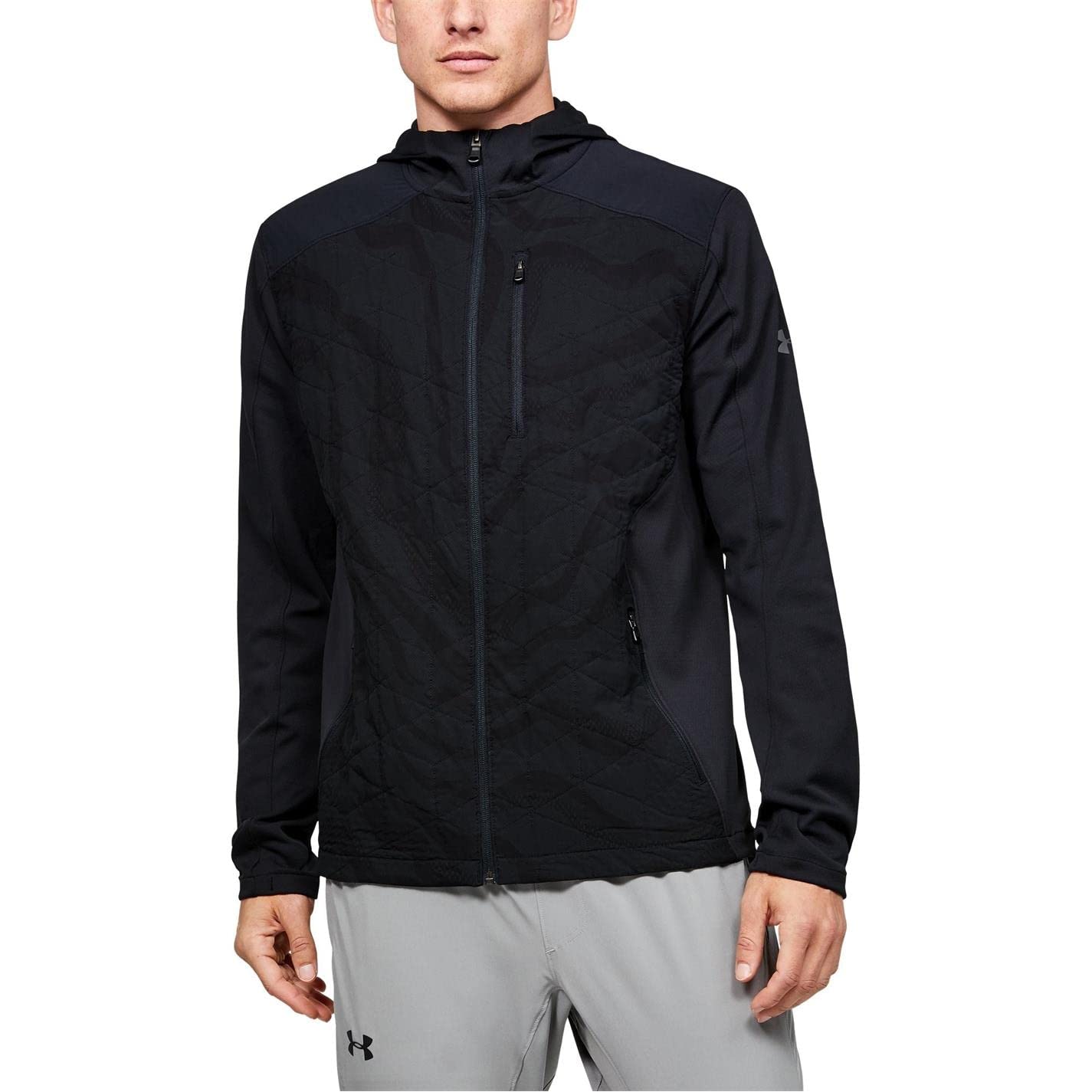 Under Armour Coldgear Reactor Hybrid Lite Running Print, Gravity Green (388)/Surface Gray, Large