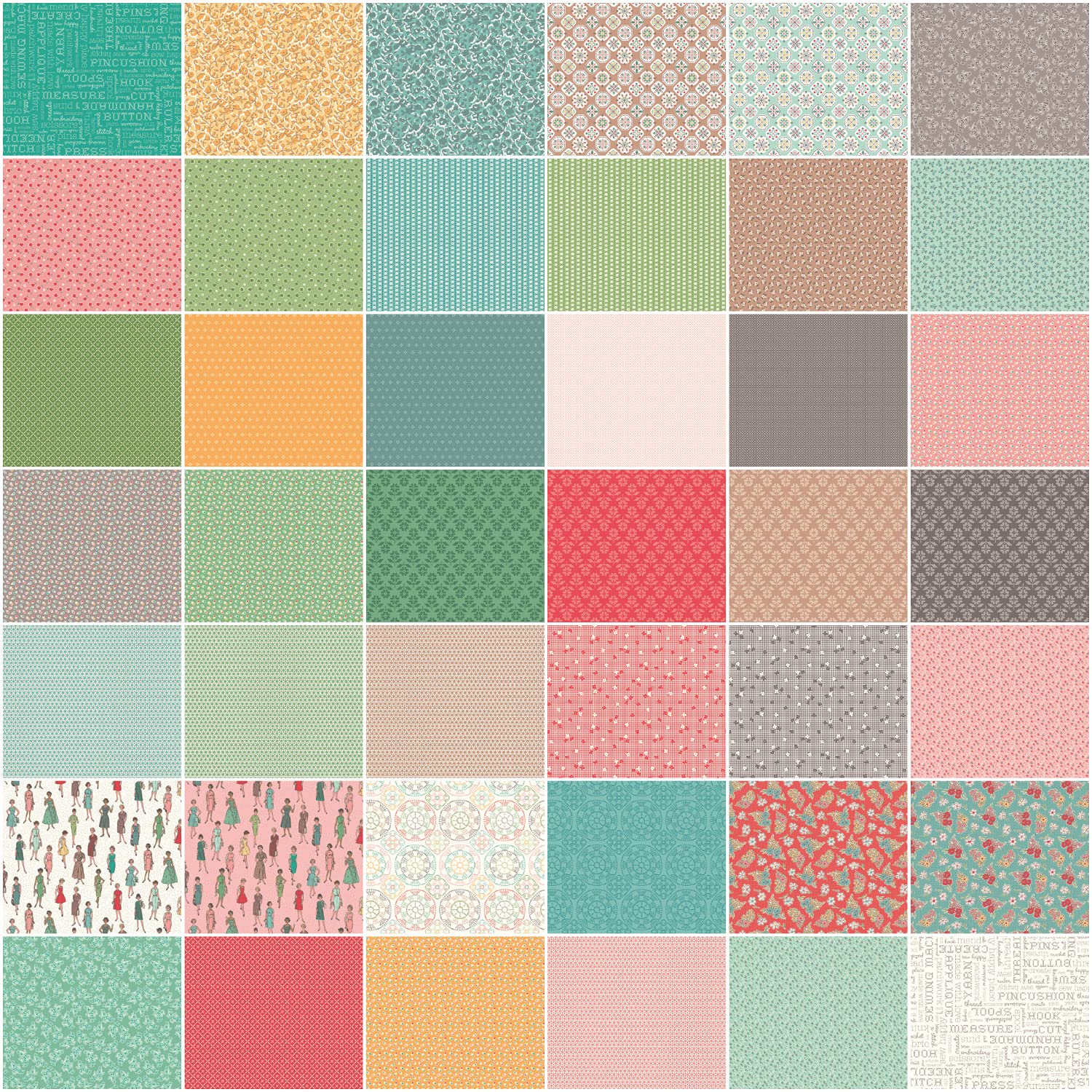 Riley Blake Designs Stitch 10 Inch Stacker by Lori Holt, 42 Pcs. (10-10920-42), 10 Inches